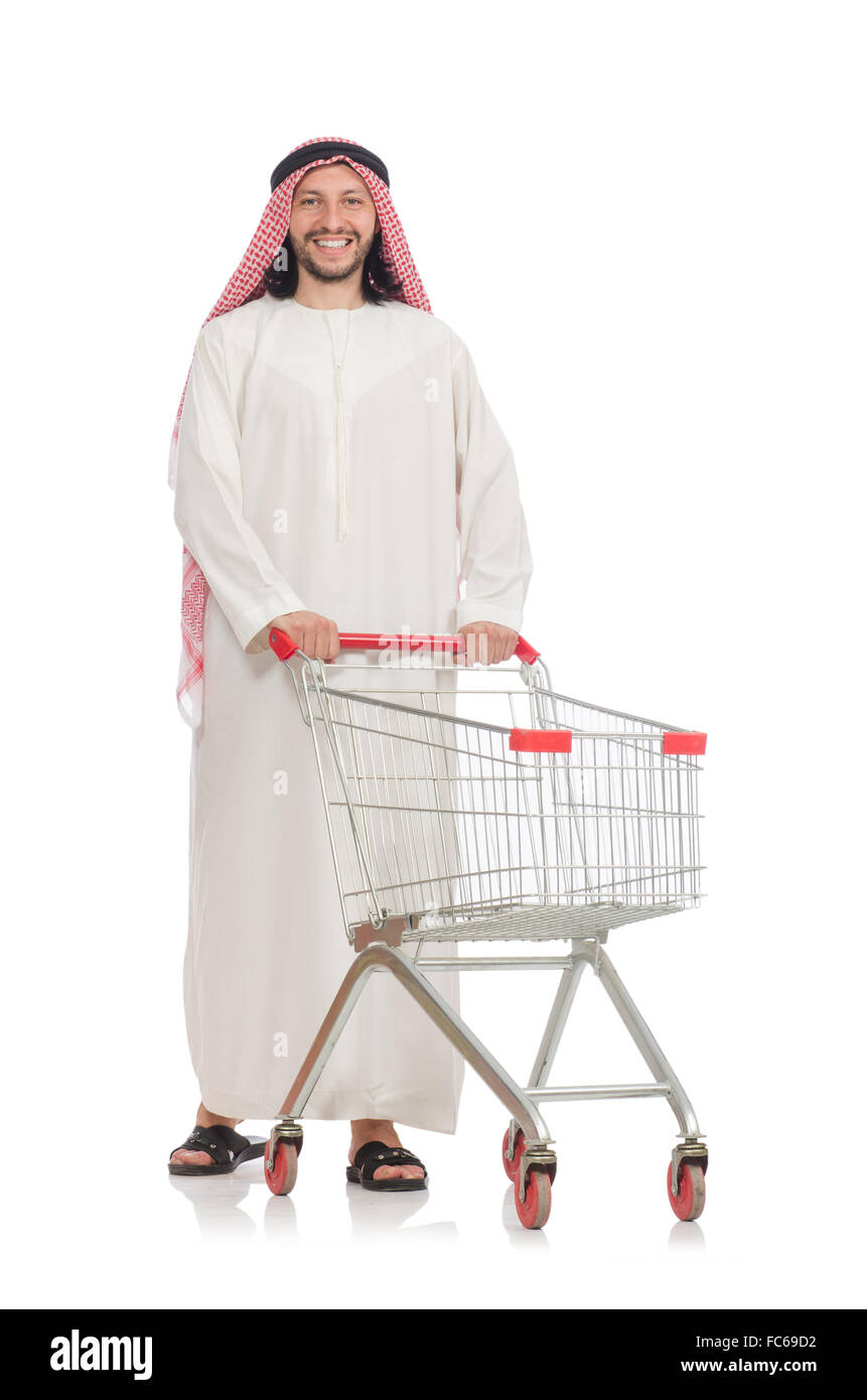 Arab man shopping cart trolley Cut Out Stock Images & Pictures - Alamy