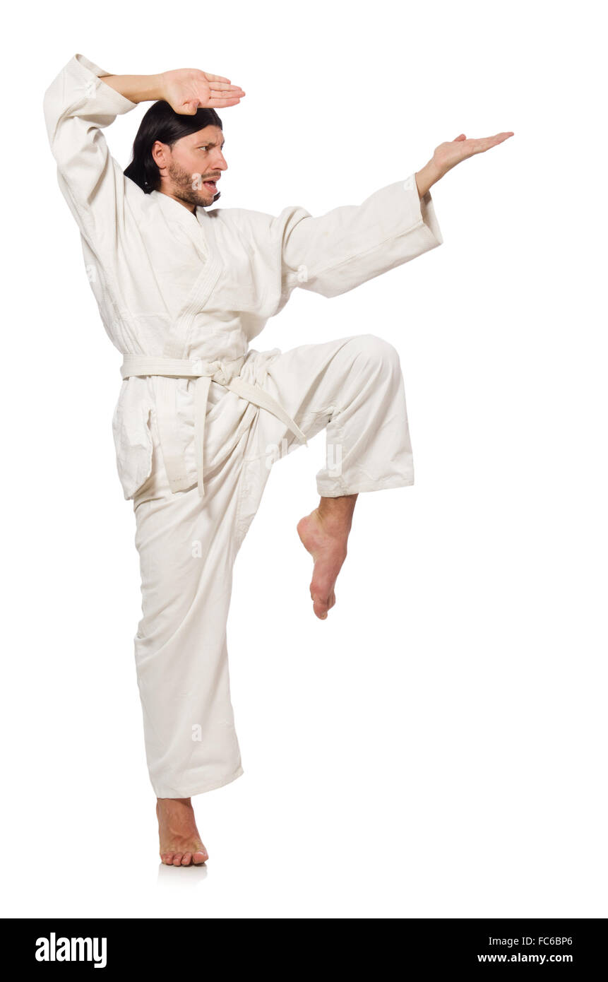 Karate fighter isolated on white Stock Photo - Alamy