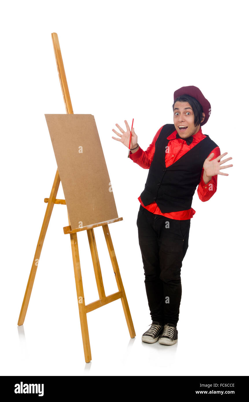 Funny artist isolated on white Stock Photo - Alamy