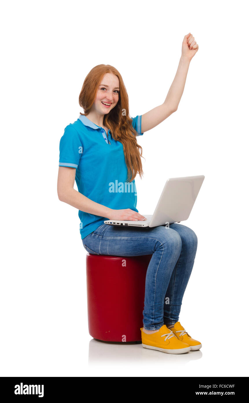 College student laptop typing Cut Out Stock Images & Pictures - Alamy