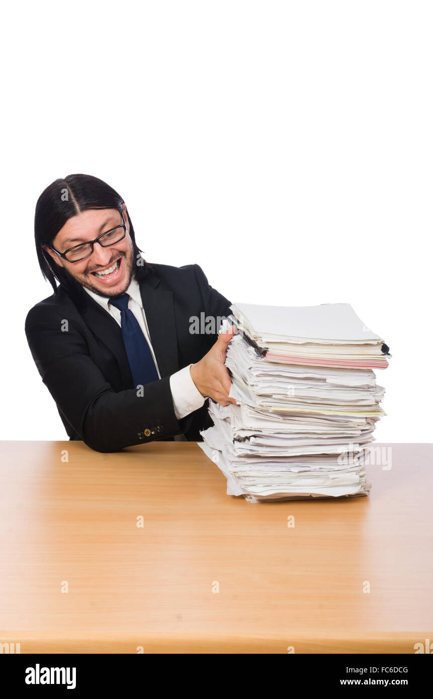 Businessman overwhelmed and stressed from paperwork Stock Photo - Alamy