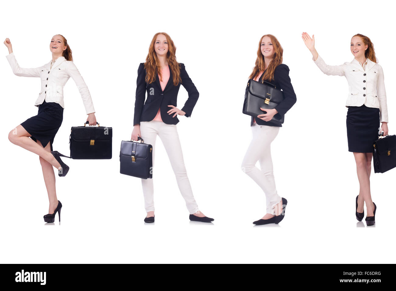 Set of photos with business woman Stock Photo - Alamy