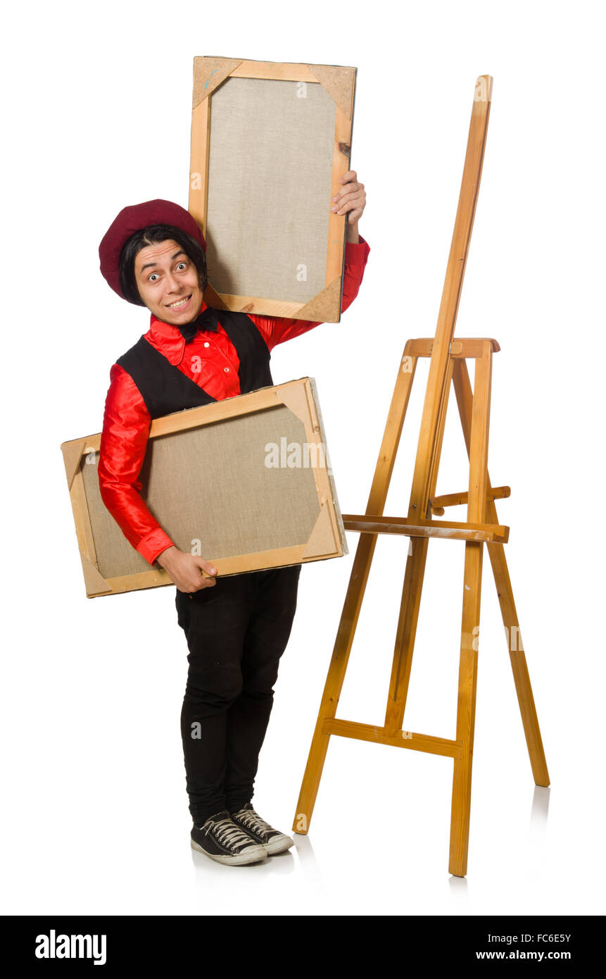 Funny artist isolated on white Stock Photo - Alamy