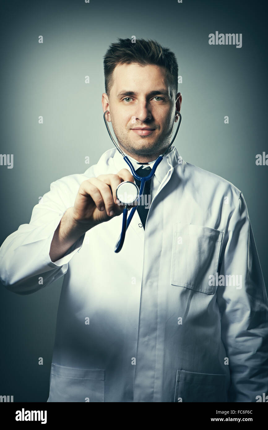 Medical doctor with stethoscope portrait Stock Photo - Alamy