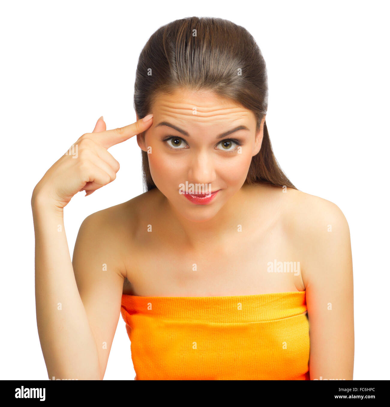 Young healthy girl isolated on white Stock Photo - Alamy