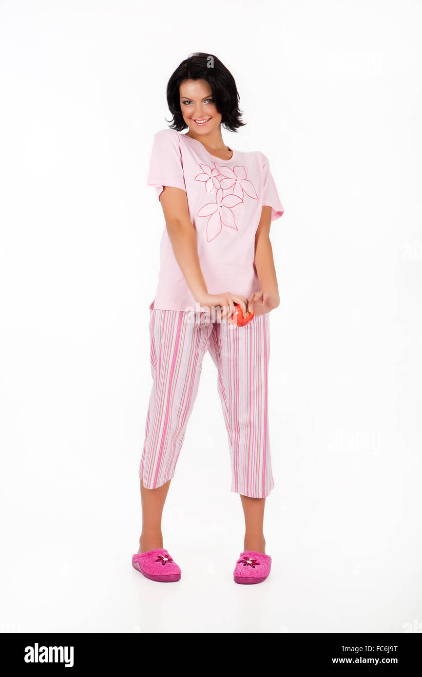 Young Woman In Home Clothing Stock Photo - Alamy