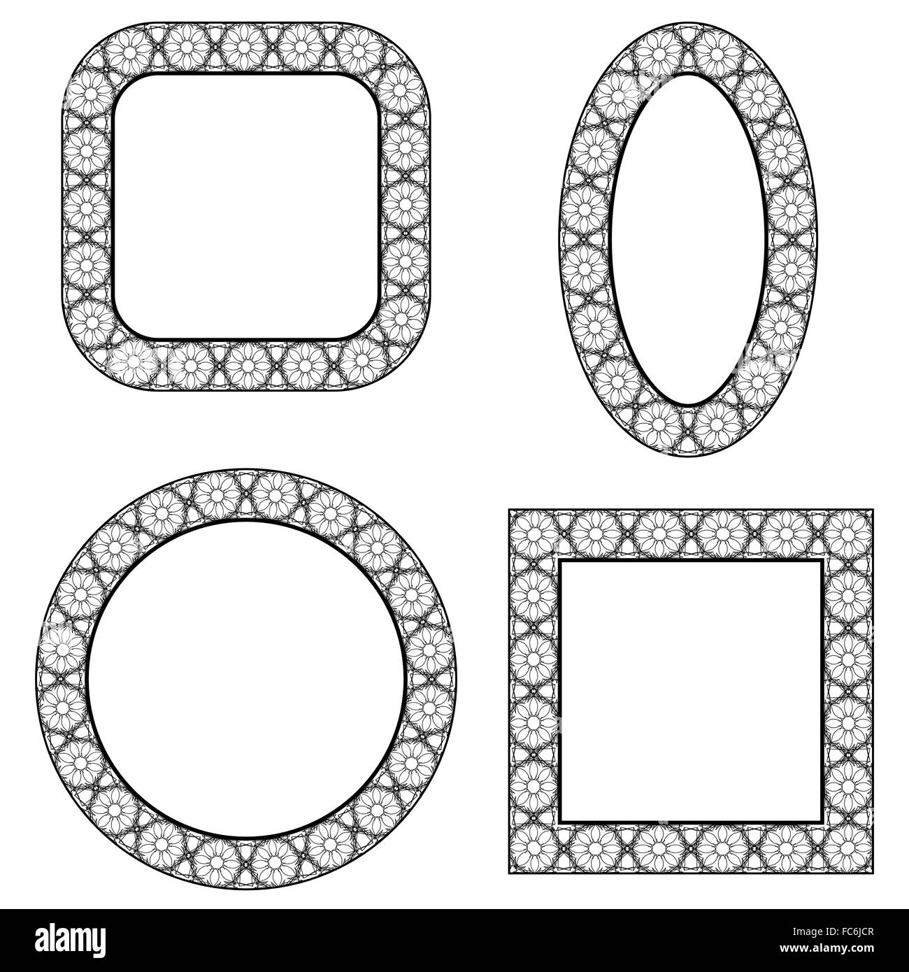 Set of Circle Decorative Frames Stock Photo - Alamy