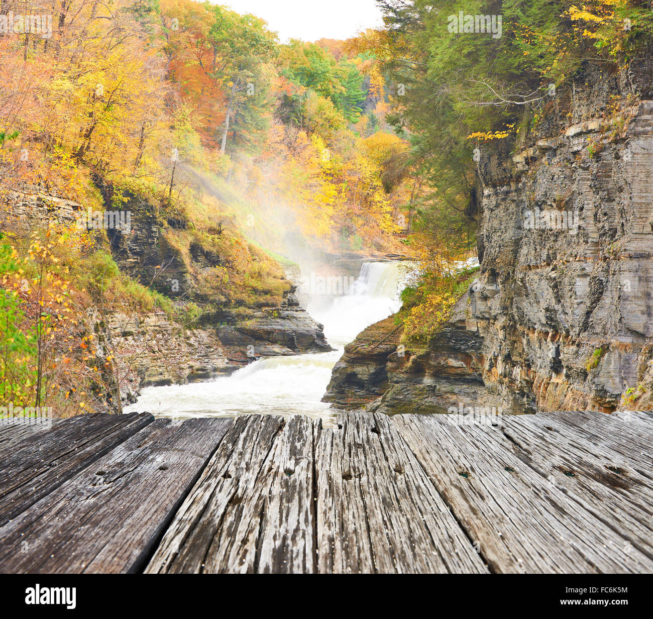 Autumn scene of waterfalls and gorge Stock Photo - Alamy