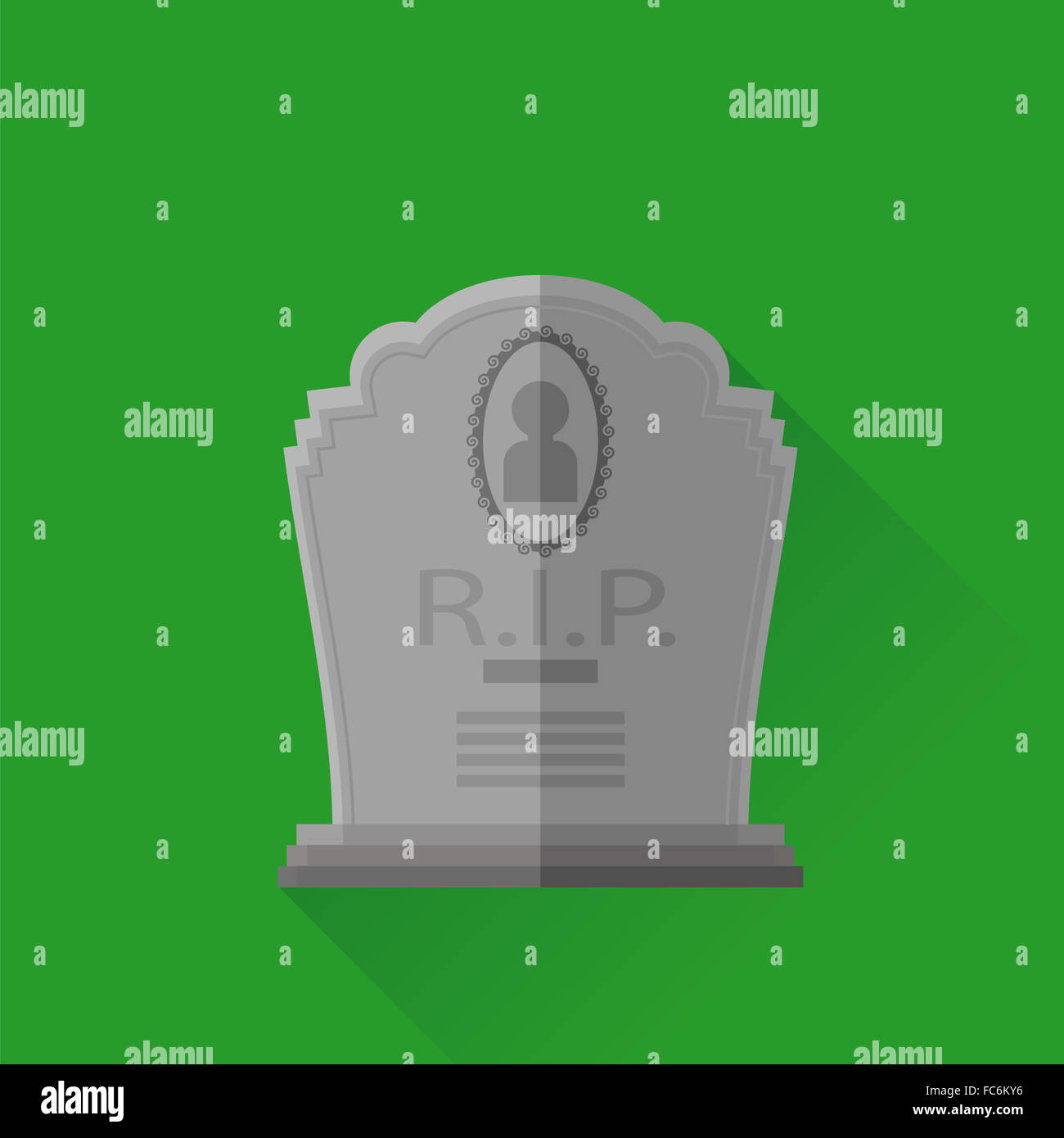 Grey Gravestone Isolated on Green Background Stock Photo - Alamy