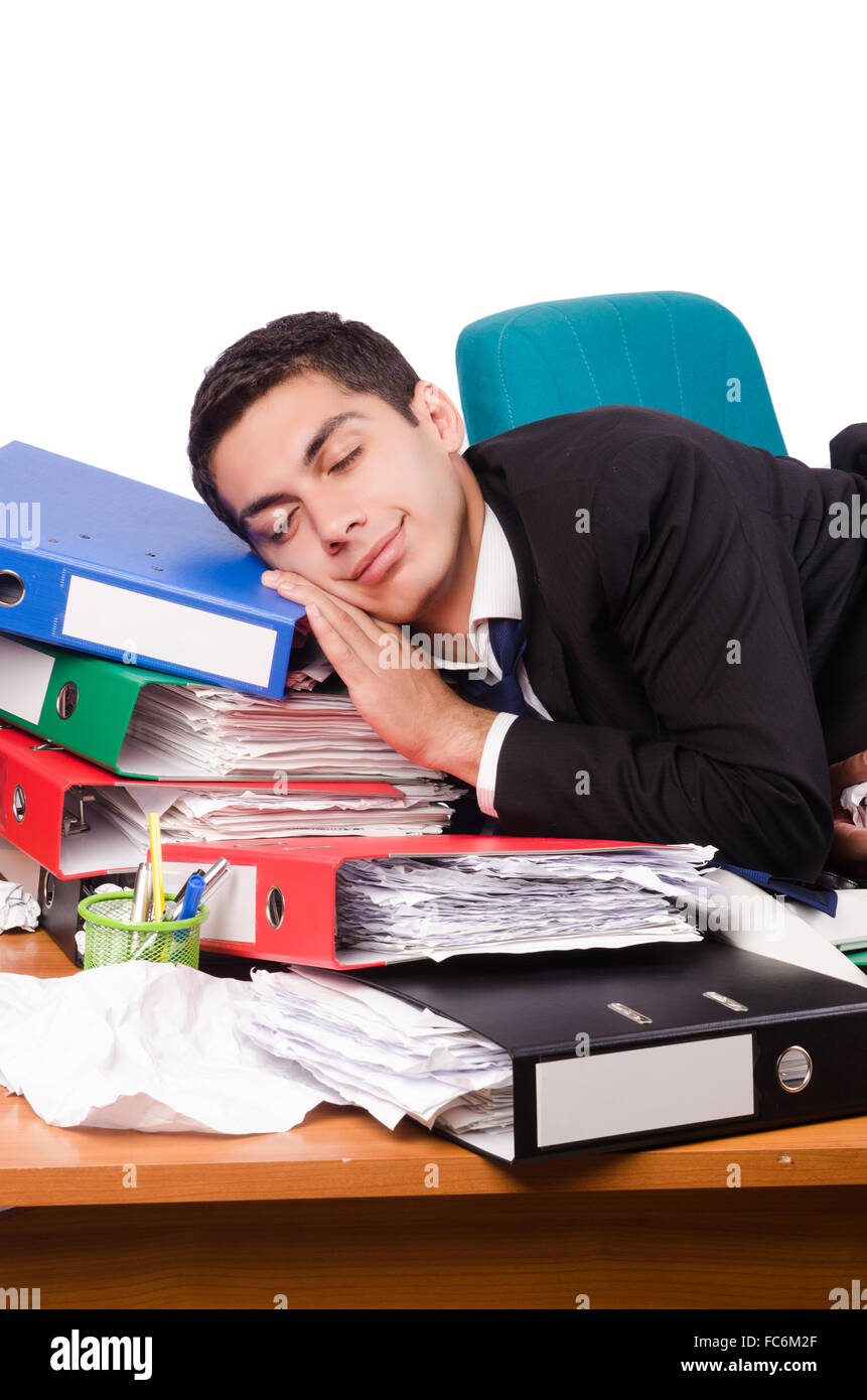 Busy businessman under work stress Stock Photo - Alamy