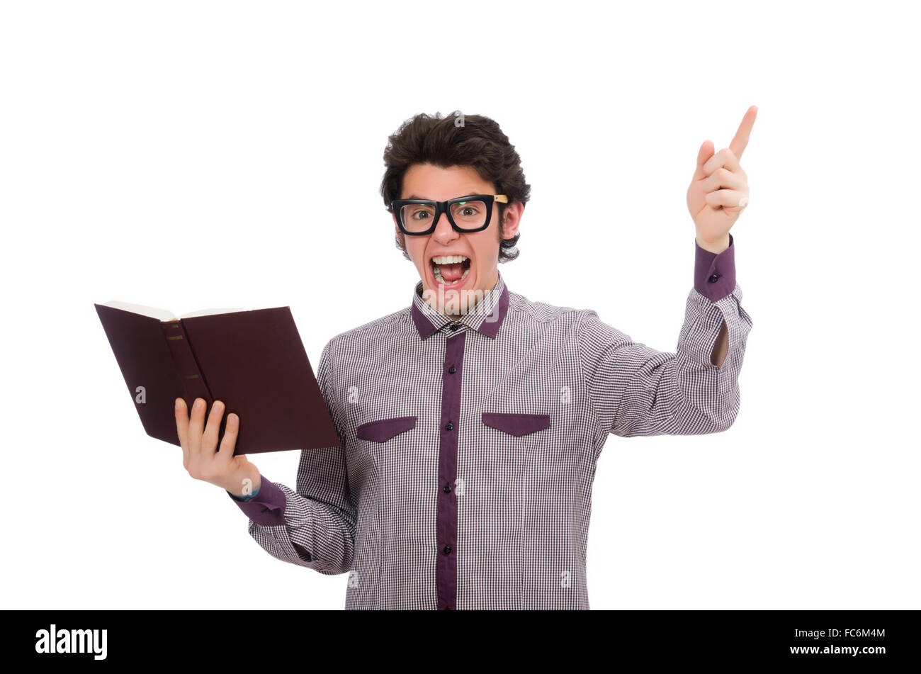 Student with book isolated on white Stock Photo - Alamy