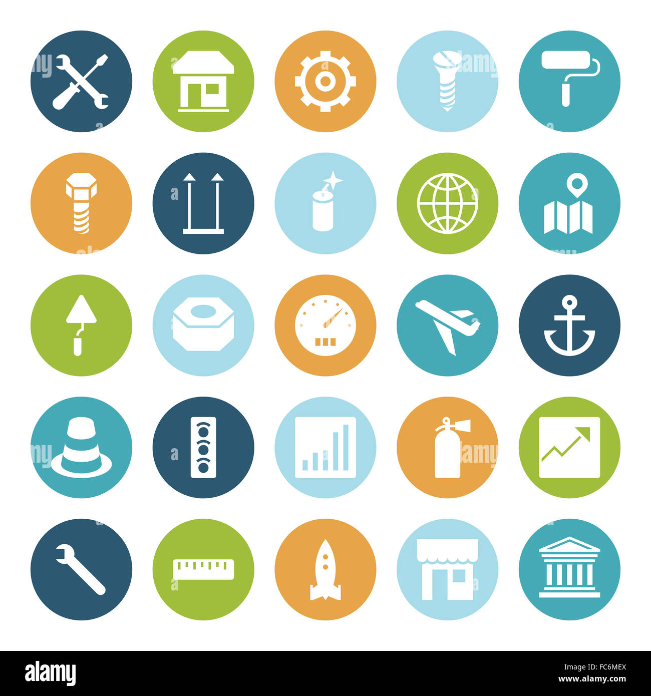 Flat design icons for industrial Stock Photo - Alamy