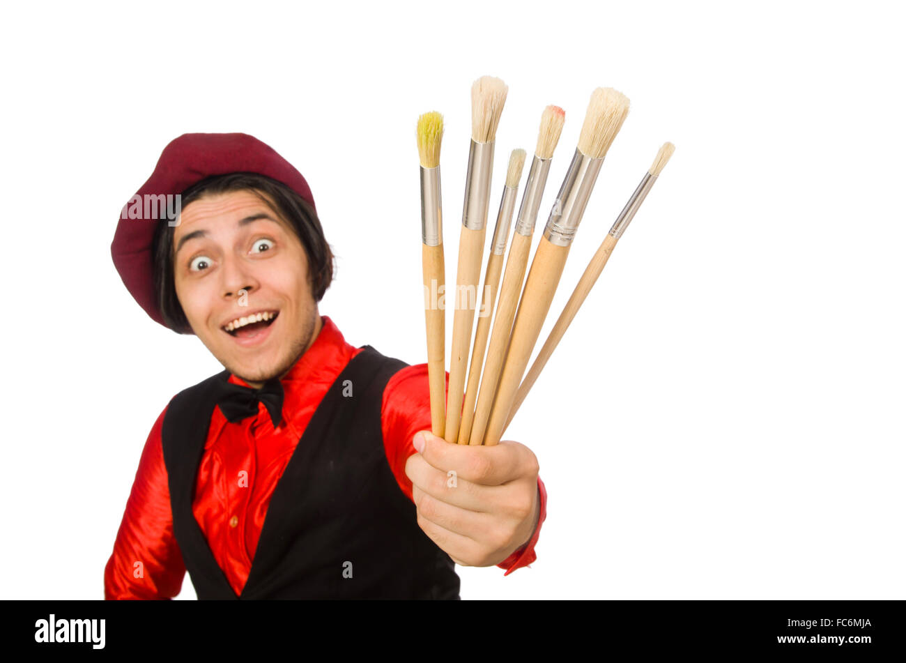 Funny artist isolated on white Stock Photo - Alamy
