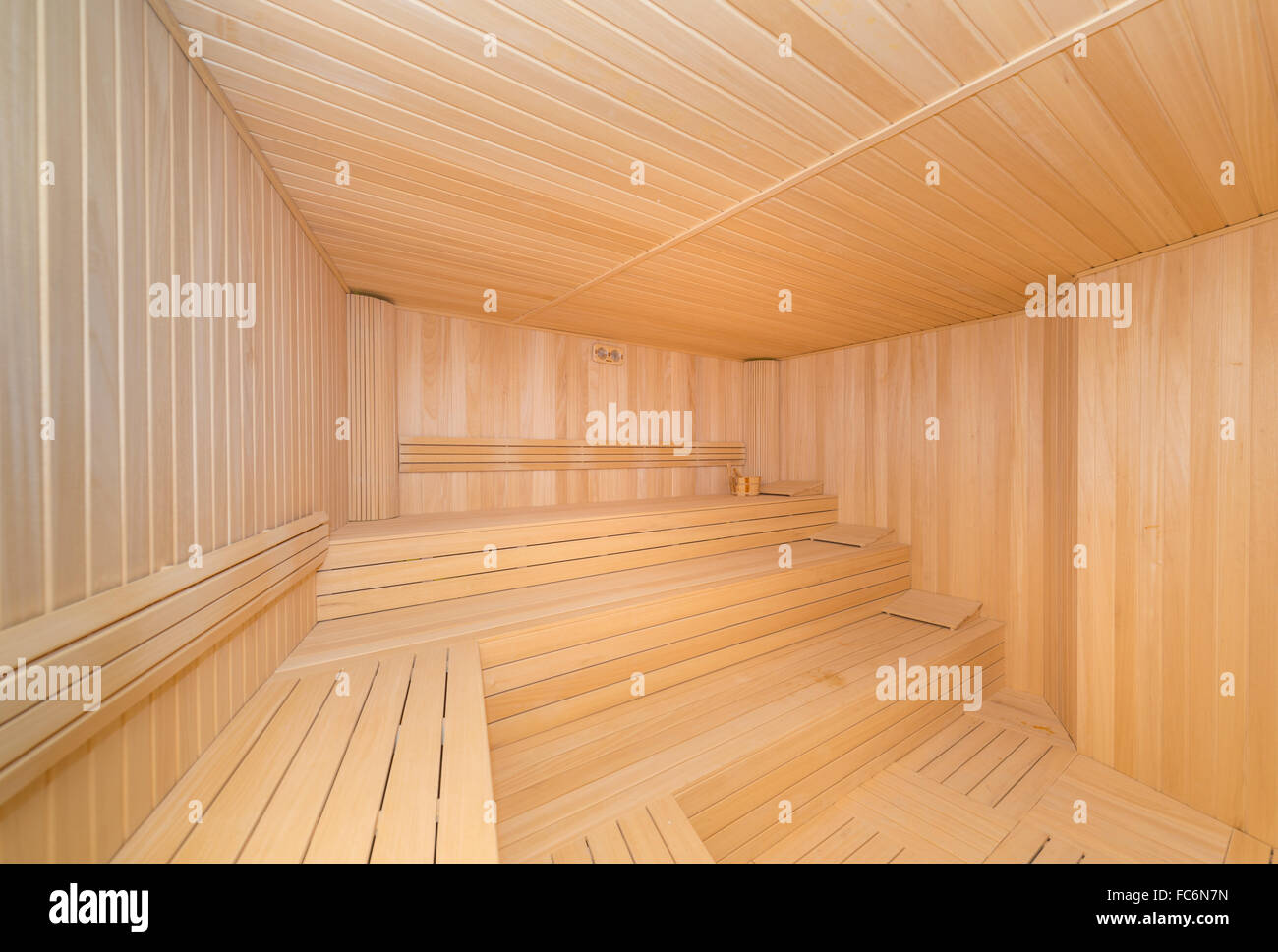 Hot wooden sauna room interior Stock Photo - Alamy
