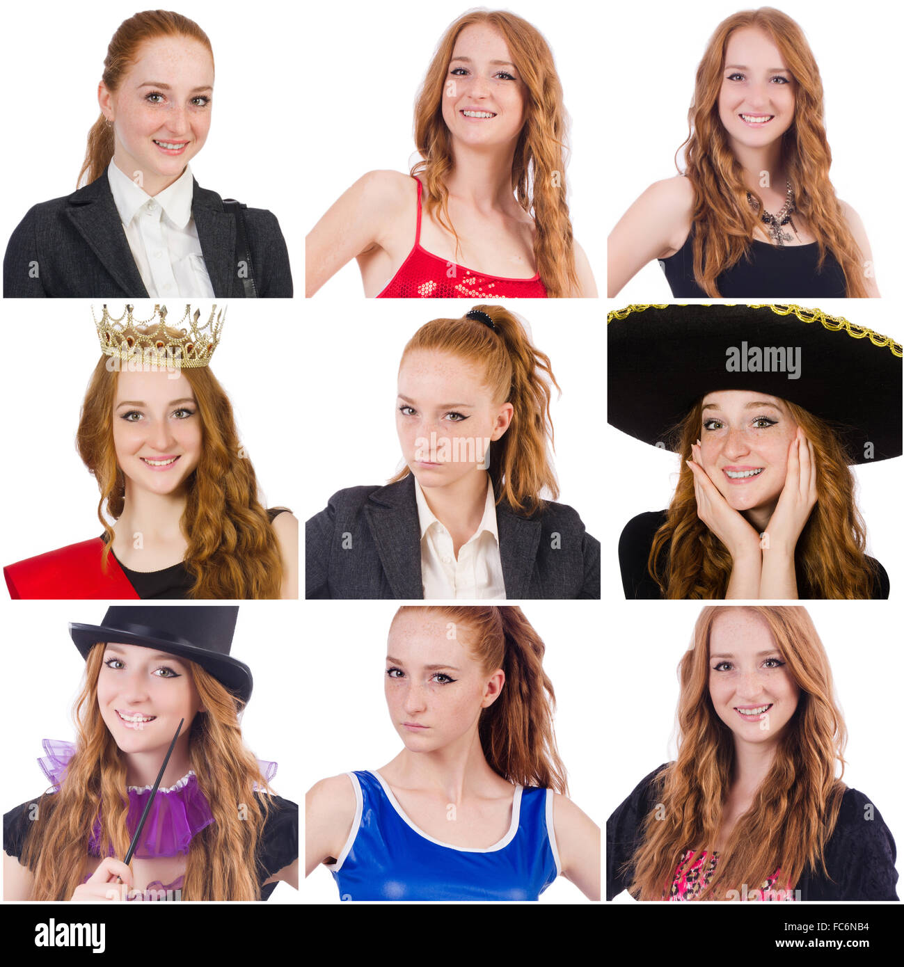 Collage of many faces from same model Stock Photo - Alamy