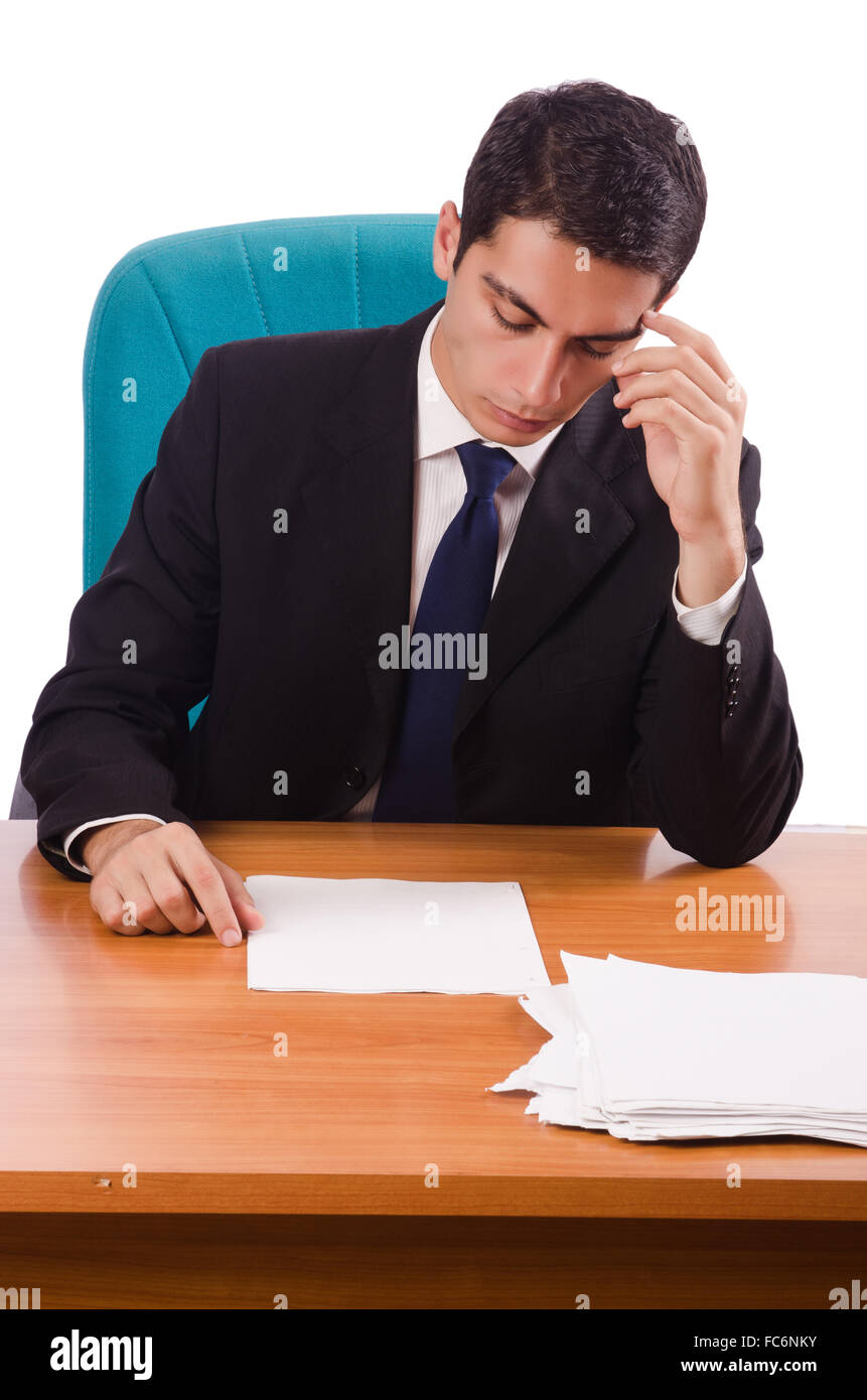 Busy businessman under work stress Stock Photo - Alamy