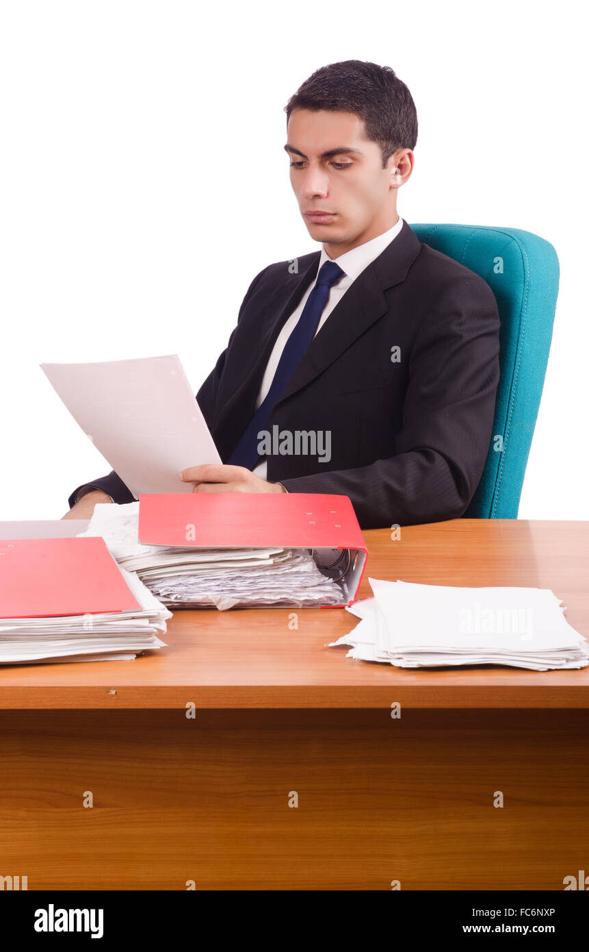 Busy businessman under work stress Stock Photo - Alamy