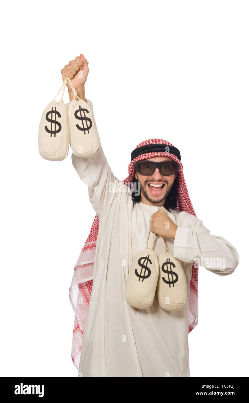 Arab businessman with sacks of money Stock Photo - Alamy