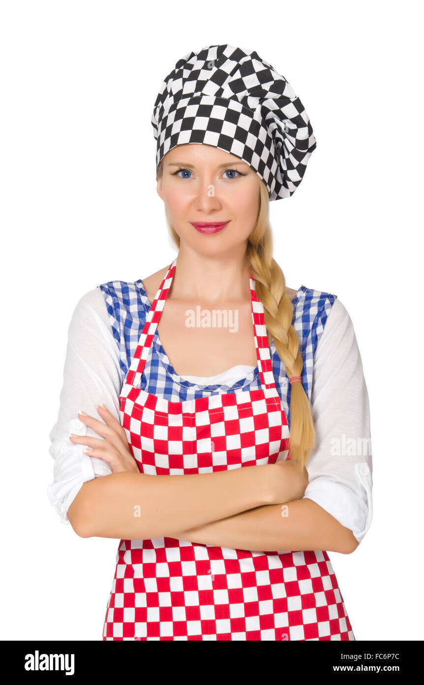 Woman cook isolated on the white background Stock Photo - Alamy