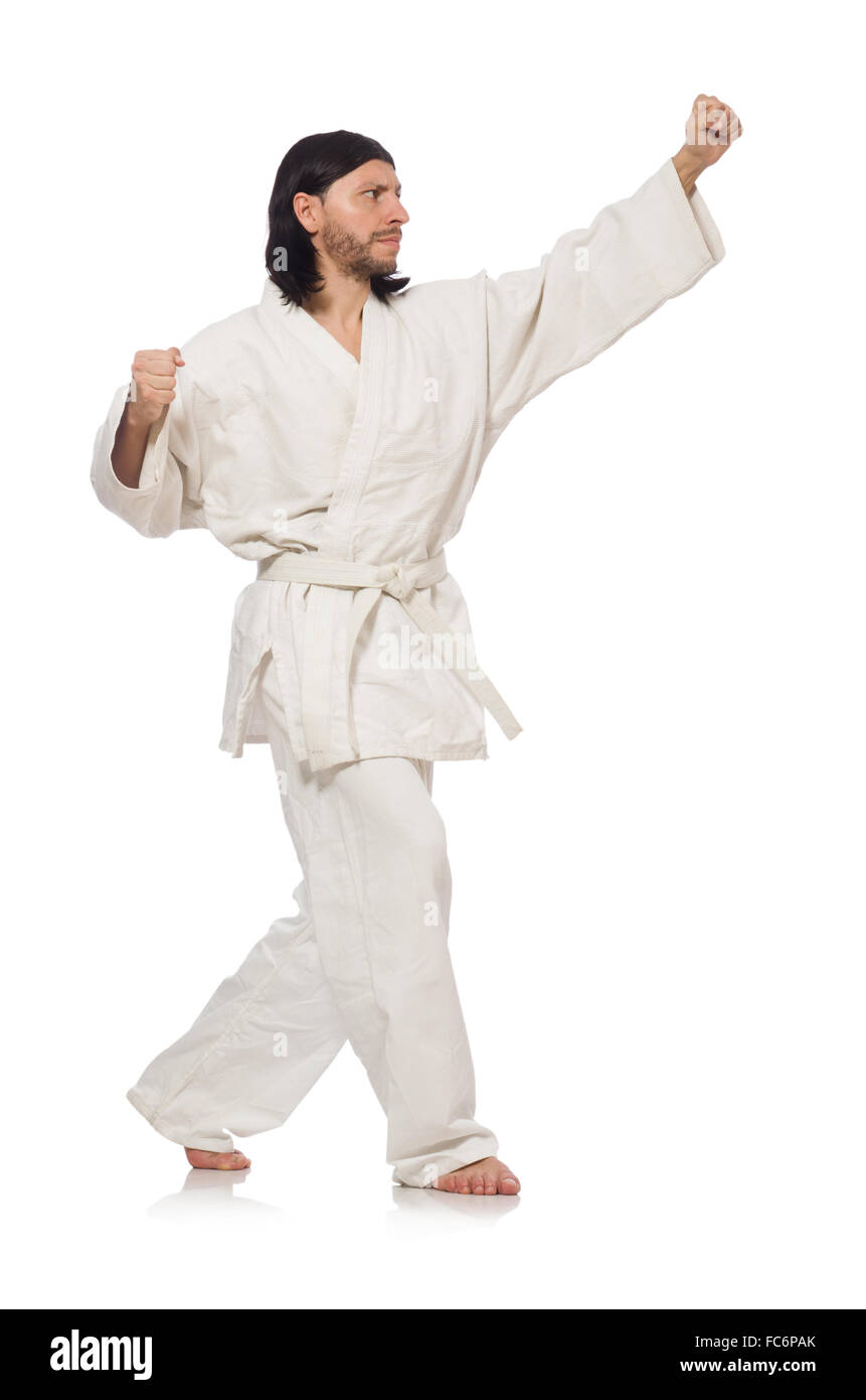 Karate fighter isolated on white Stock Photo - Alamy