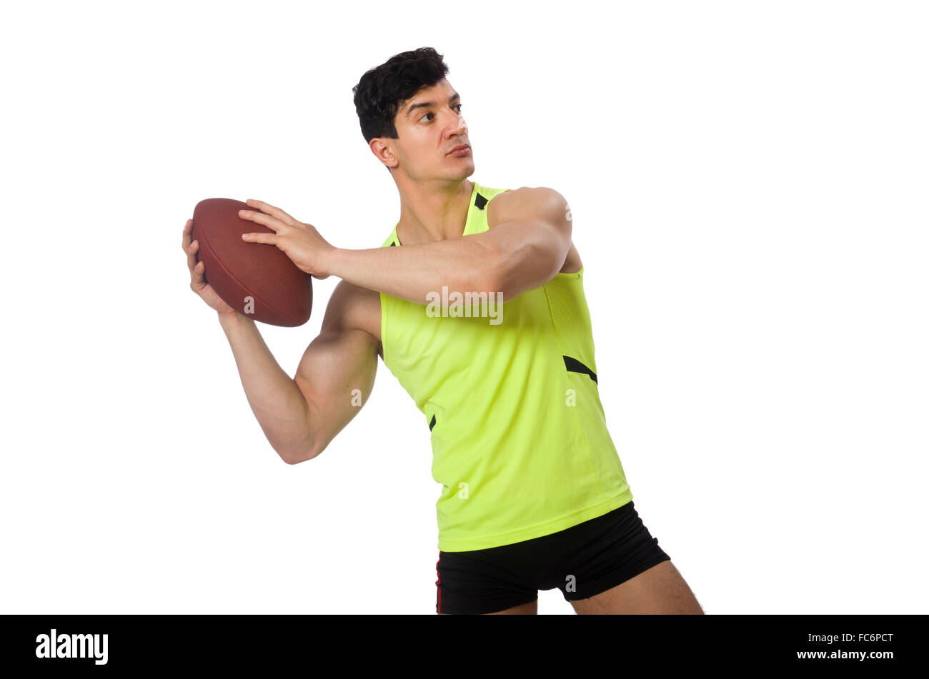 Man playing american football isolated on white Stock Photo - Alamy