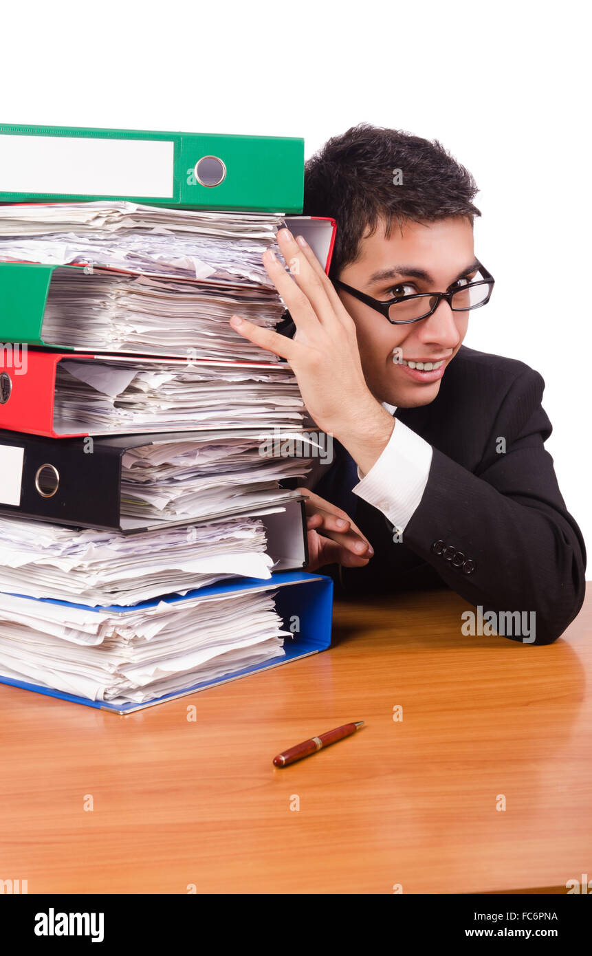 Busy businessman under work stress Stock Photo - Alamy