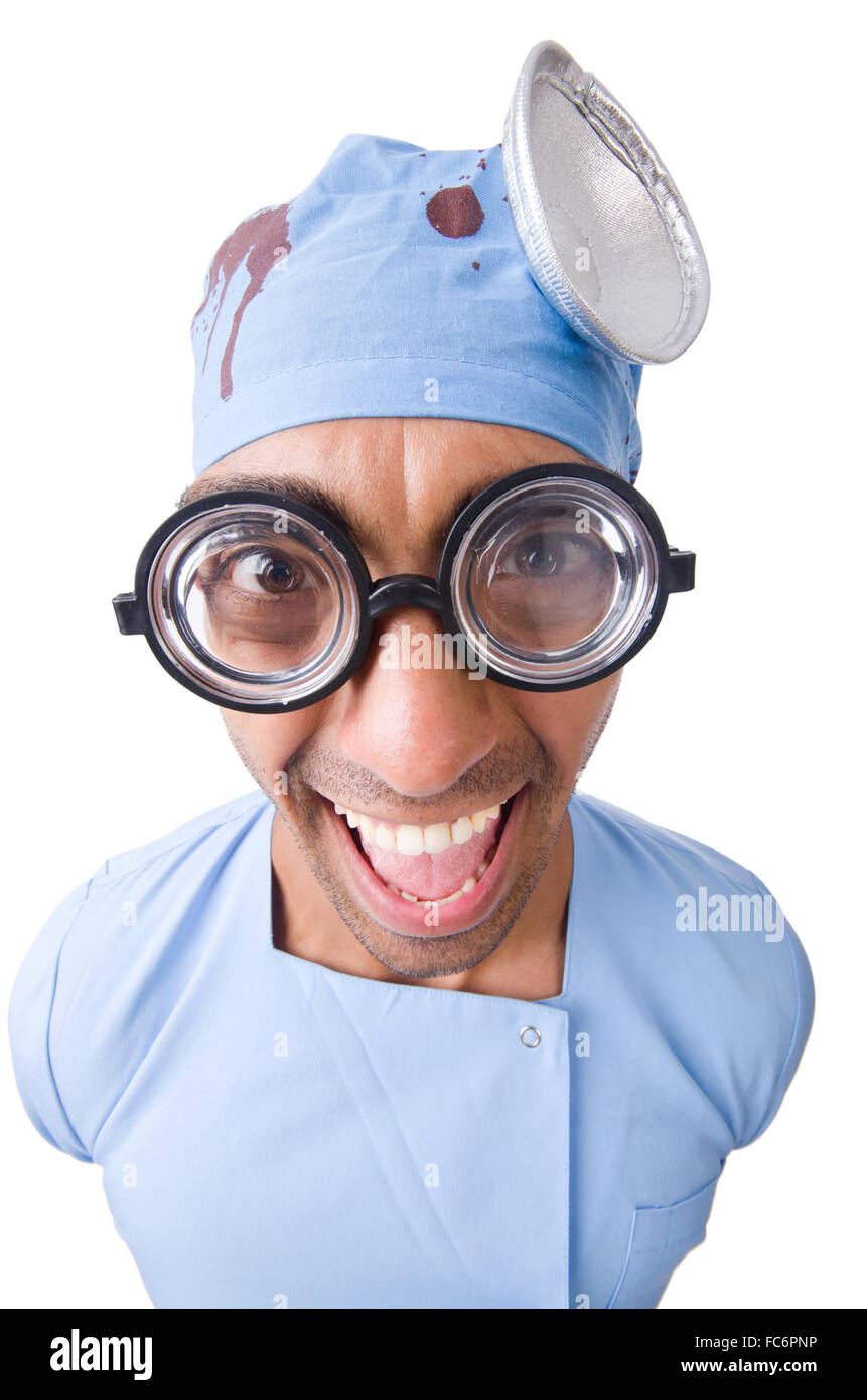 Funny doctor isolated on white Stock Photo - Alamy