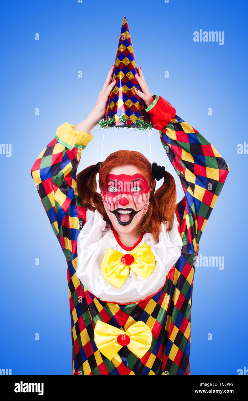 Clown in the costume isolated on white Stock Photo - Alamy