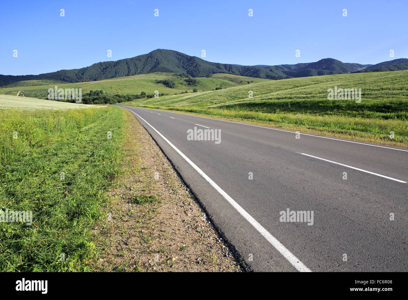 Beautiful road among farm fields Stock Photo - Alamy