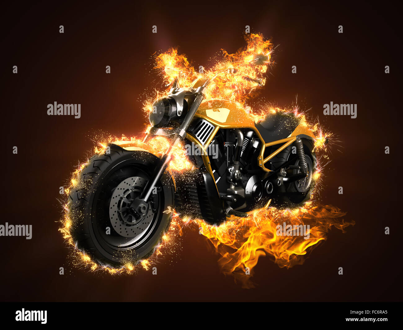 luxury chopper motorbike in fire Stock Photo - Alamy
