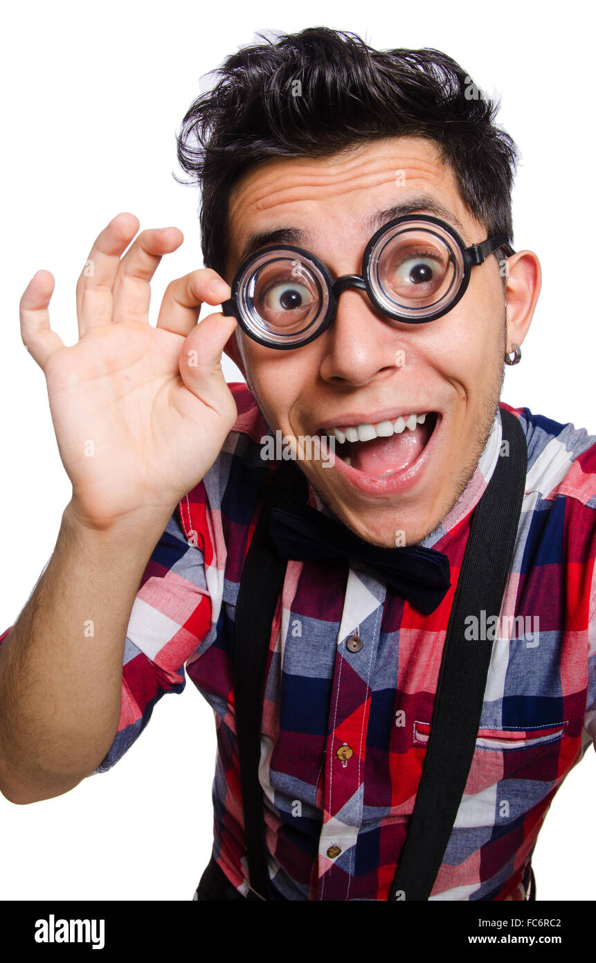Smiling nerd in glasses plaid hi-res stock photography and images - Alamy