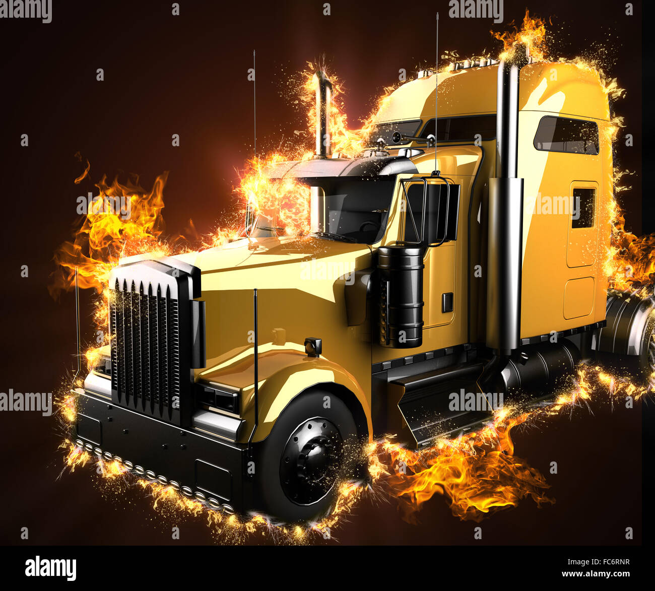 lorry truck in fire Stock Photo - Alamy
