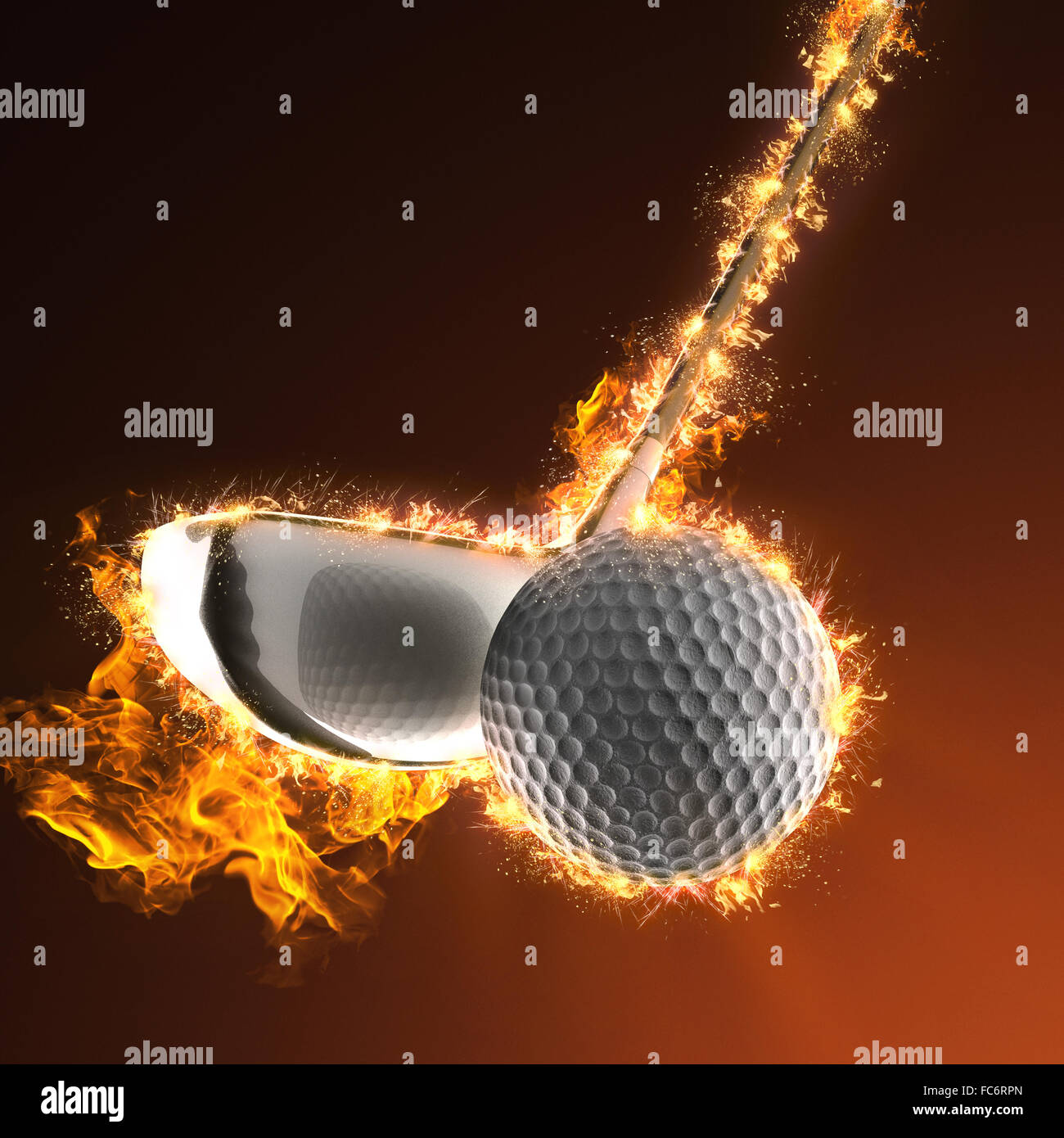 golf ball in fire Stock Photo - Alamy