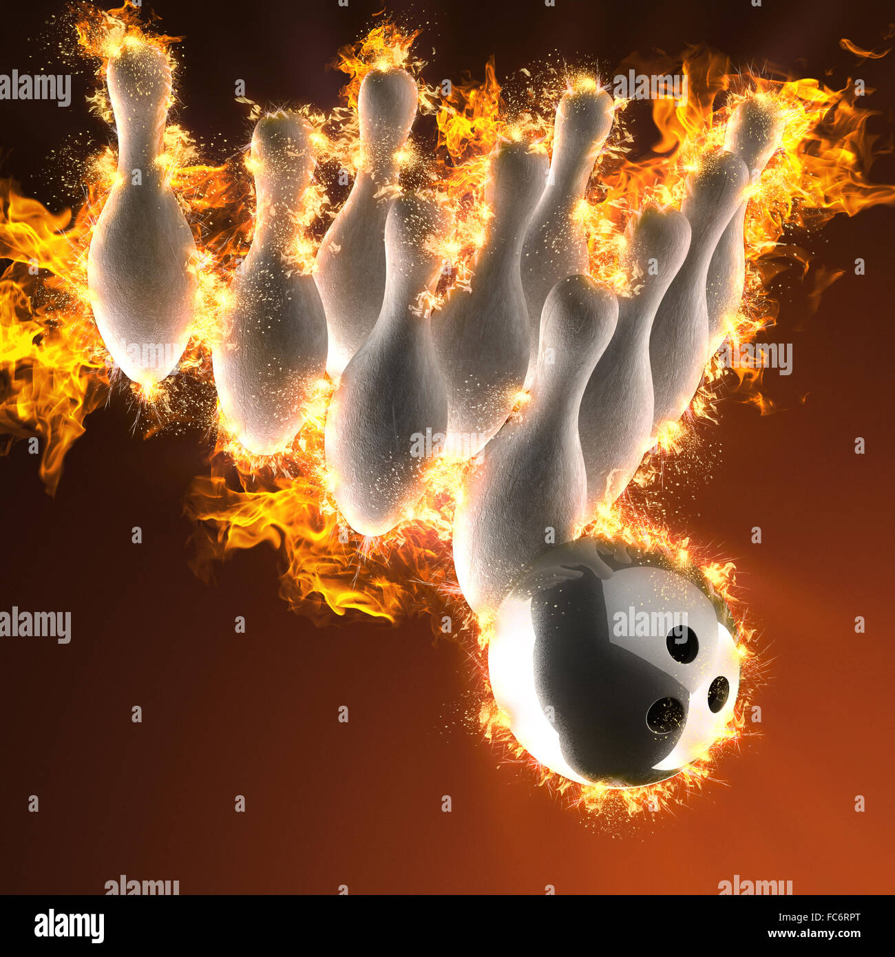 bowling in fire Stock Photo - Alamy