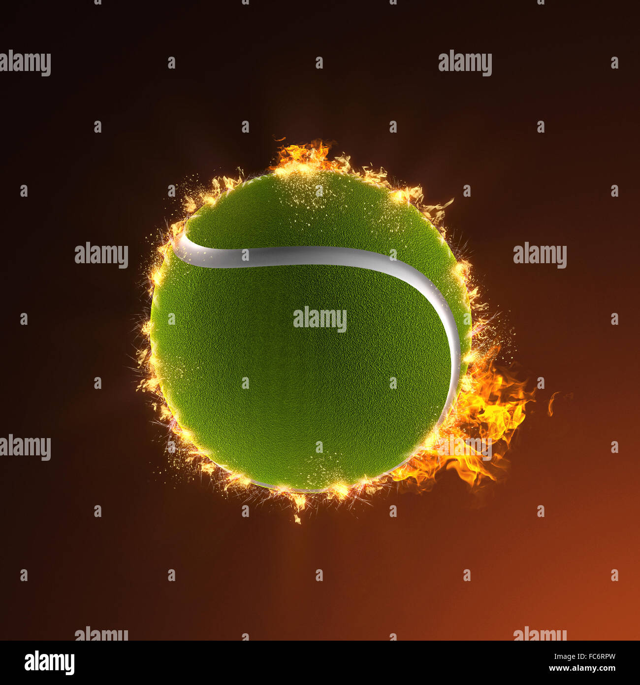 Tennis ball in fire Stock Photo - Alamy