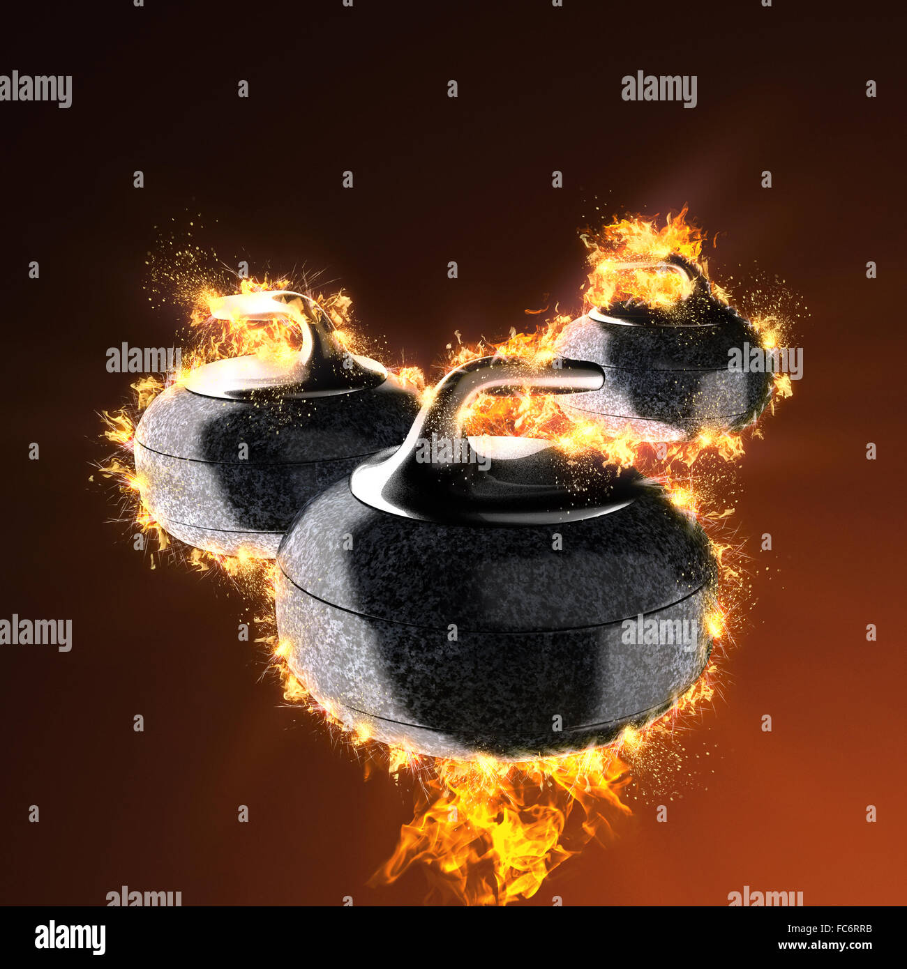 curling stones in fire Stock Photo - Alamy