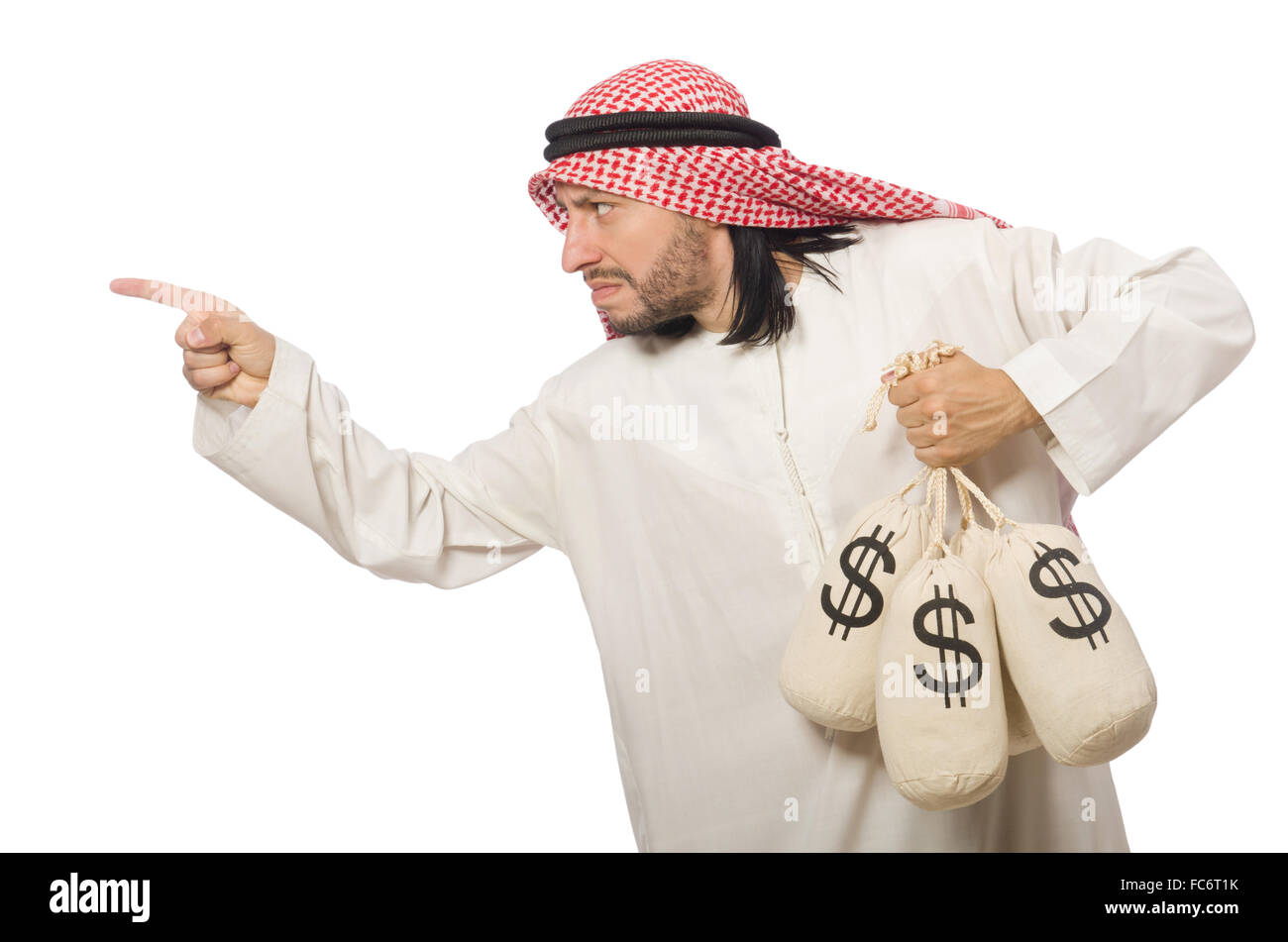 Arab businessman with sacks of money Stock Photo - Alamy