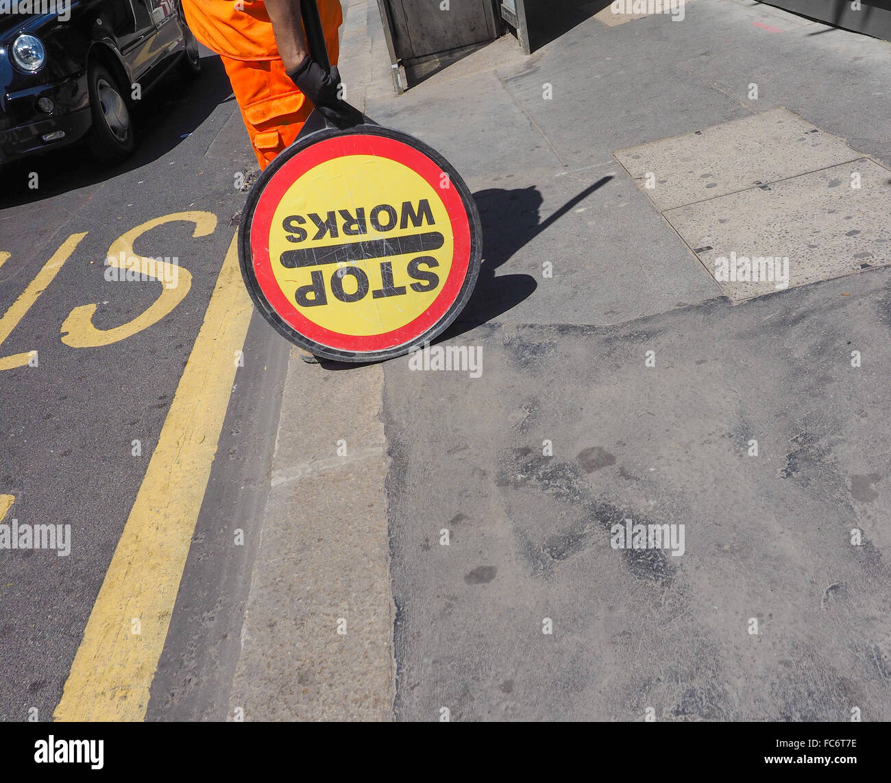 Stop Works sign Stock Photo - Alamy