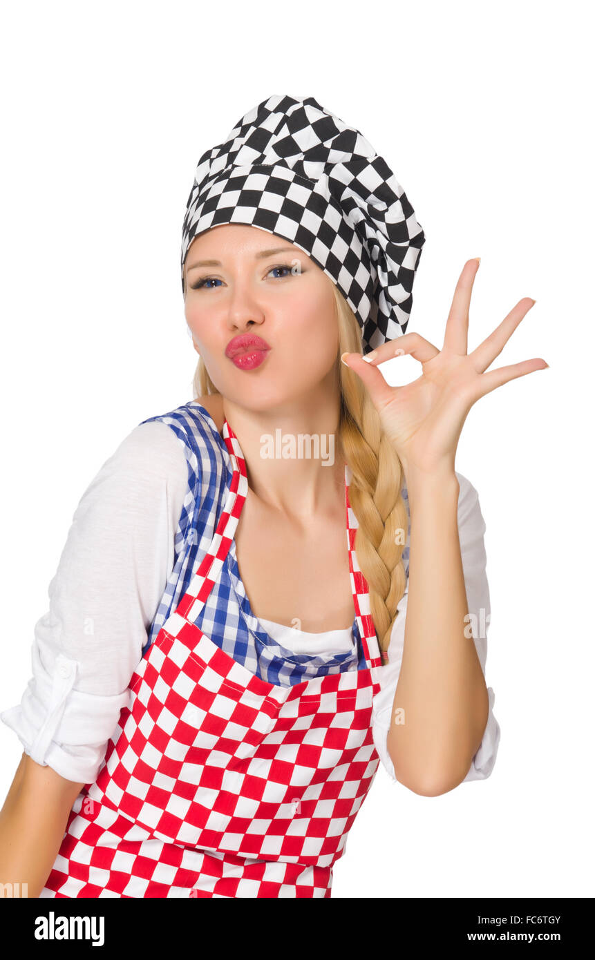 Woman cook isolated on the white background Stock Photo - Alamy