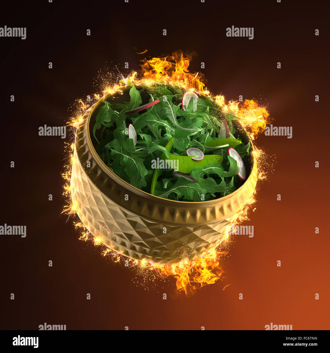 Fresh vegetable salad in fire Stock Photo - Alamy