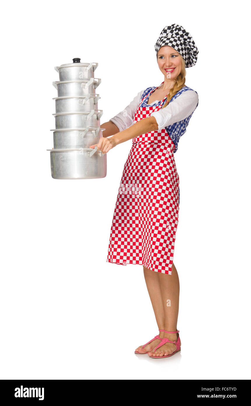 Woman cook isolated on the white background Stock Photo - Alamy