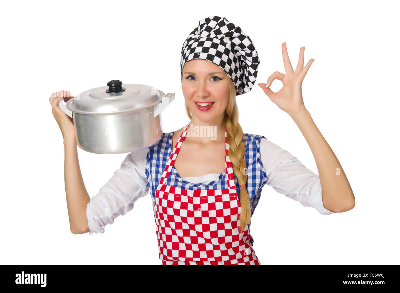 Woman cook isolated on the white background Stock Photo - Alamy