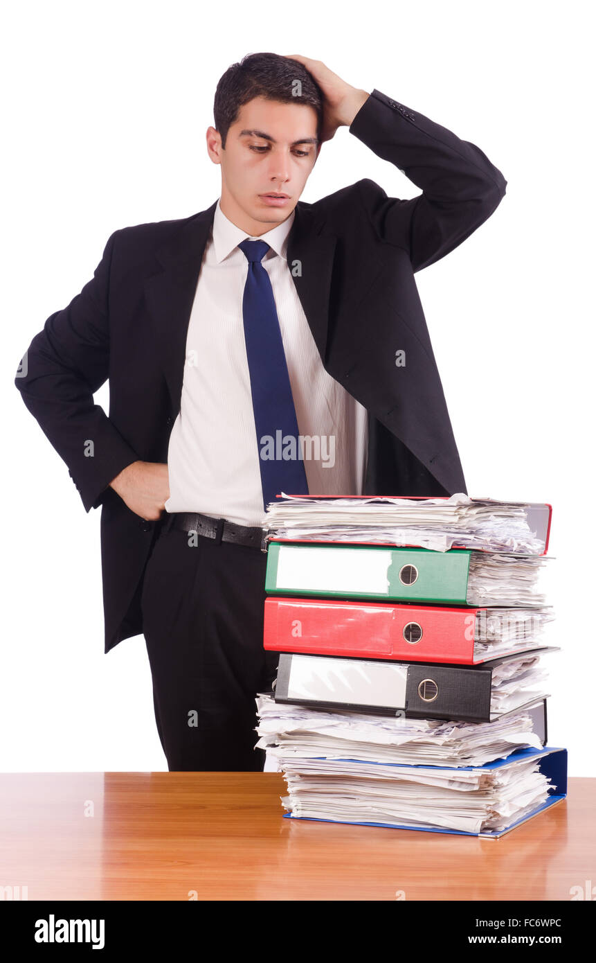 Busy businessman under work stress Stock Photo - Alamy