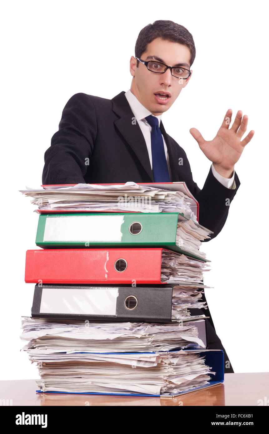 Busy businessman under work stress Stock Photo - Alamy