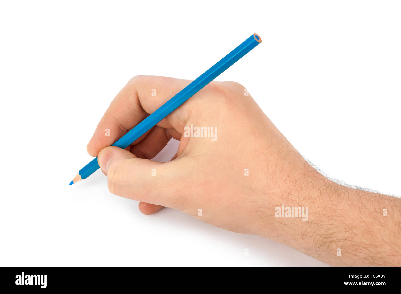 Hand holding blue pencil hi-res stock photography and images - Alamy