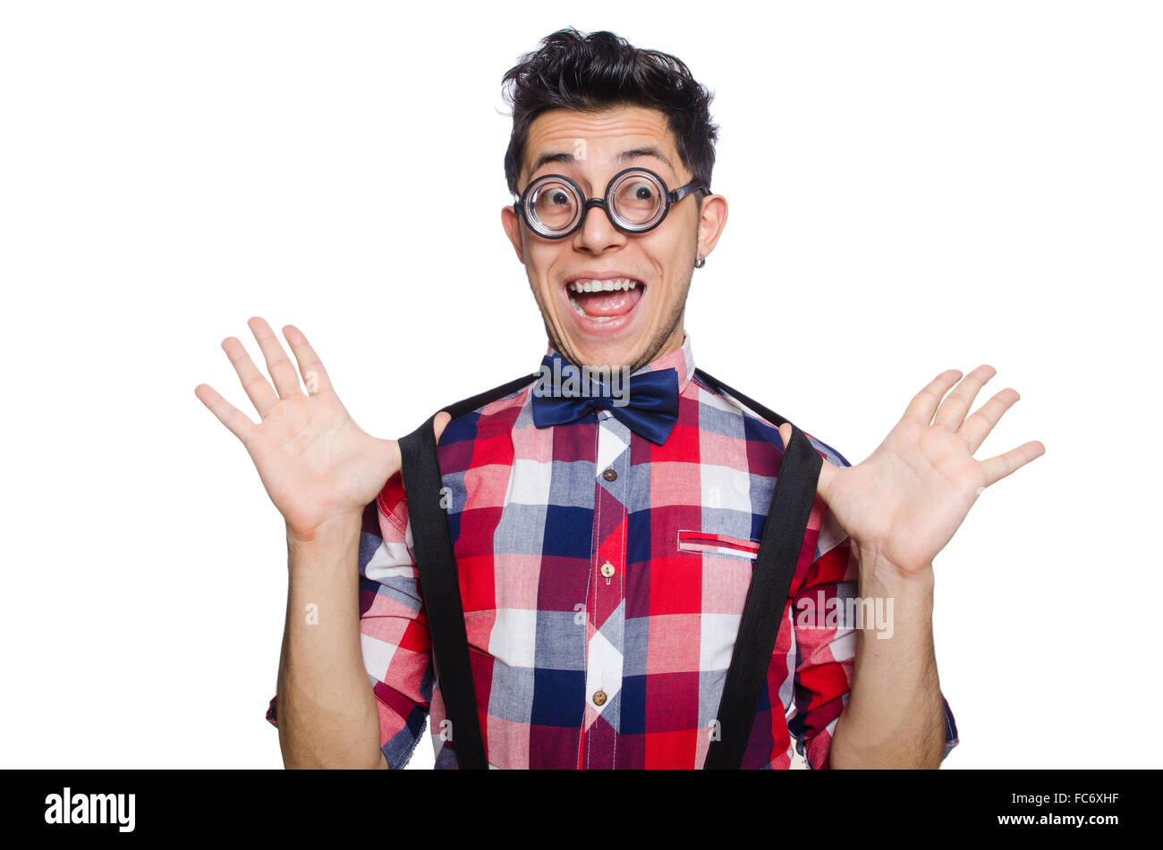 Smiling nerd in glasses plaid hi-res stock photography and images - Alamy