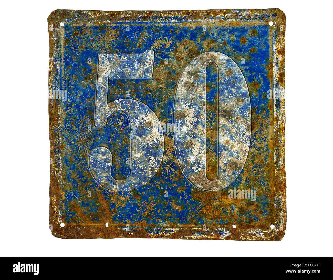 rusty house number plate with number 50 Stock Photo - Alamy