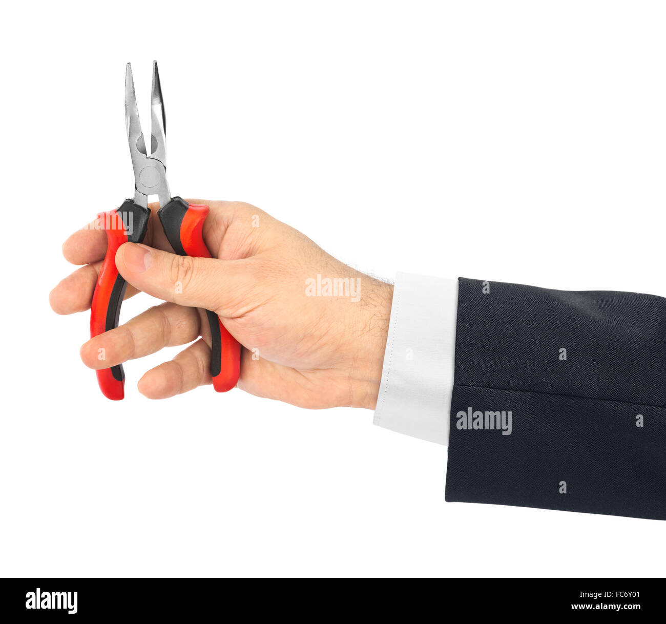 Hand with tool pliers Stock Photo - Alamy