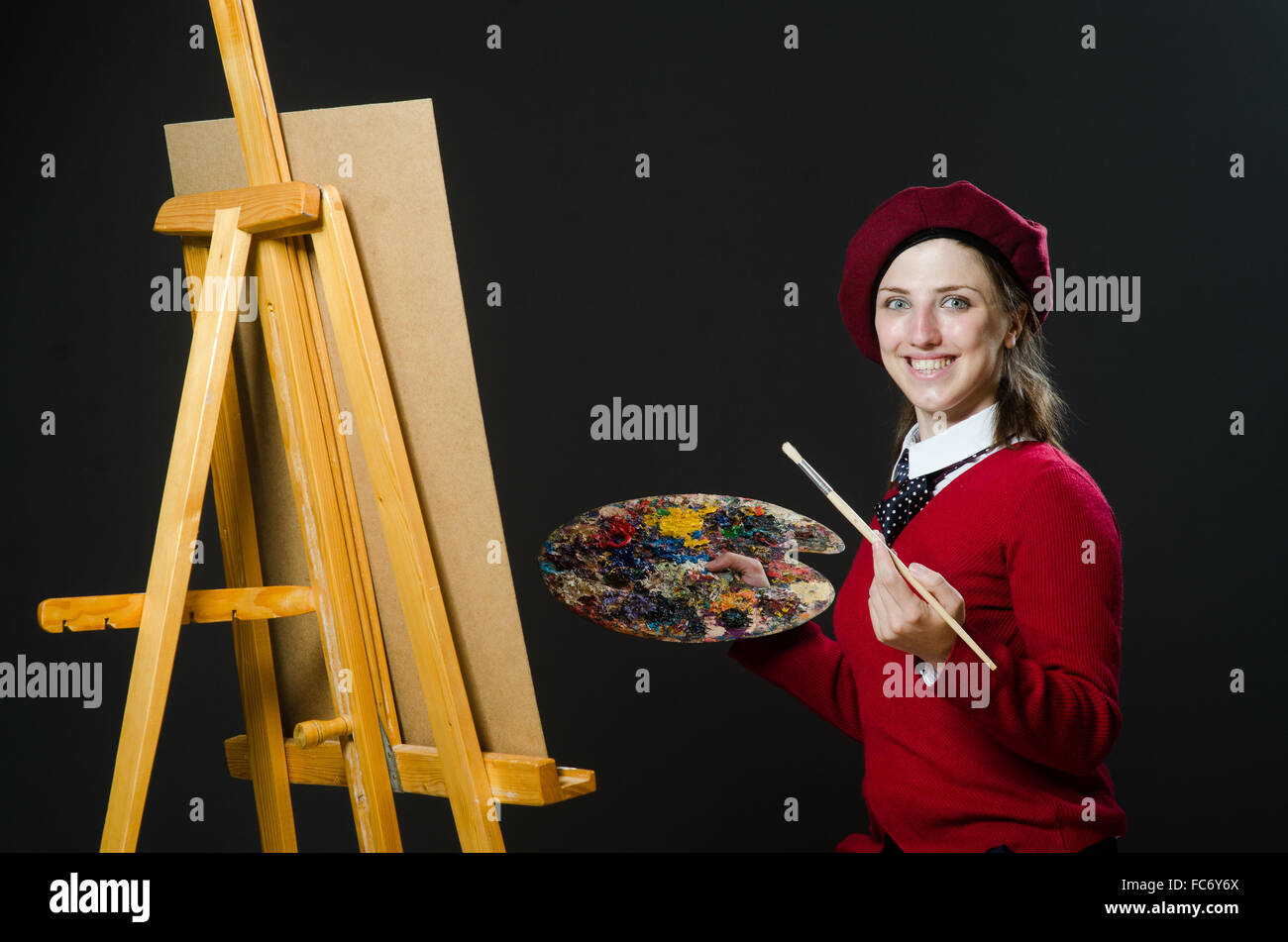 Funny artist working in the studio Stock Photo - Alamy