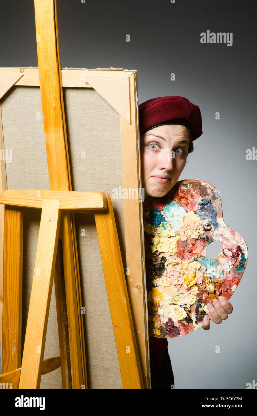 Funny artist working in the studio Stock Photo - Alamy